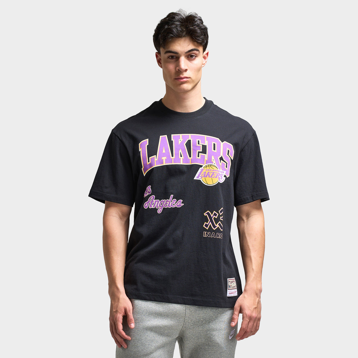 Mitchell & Ness LA Lakers Multi Logo T-Shirt / Black | JD Sports