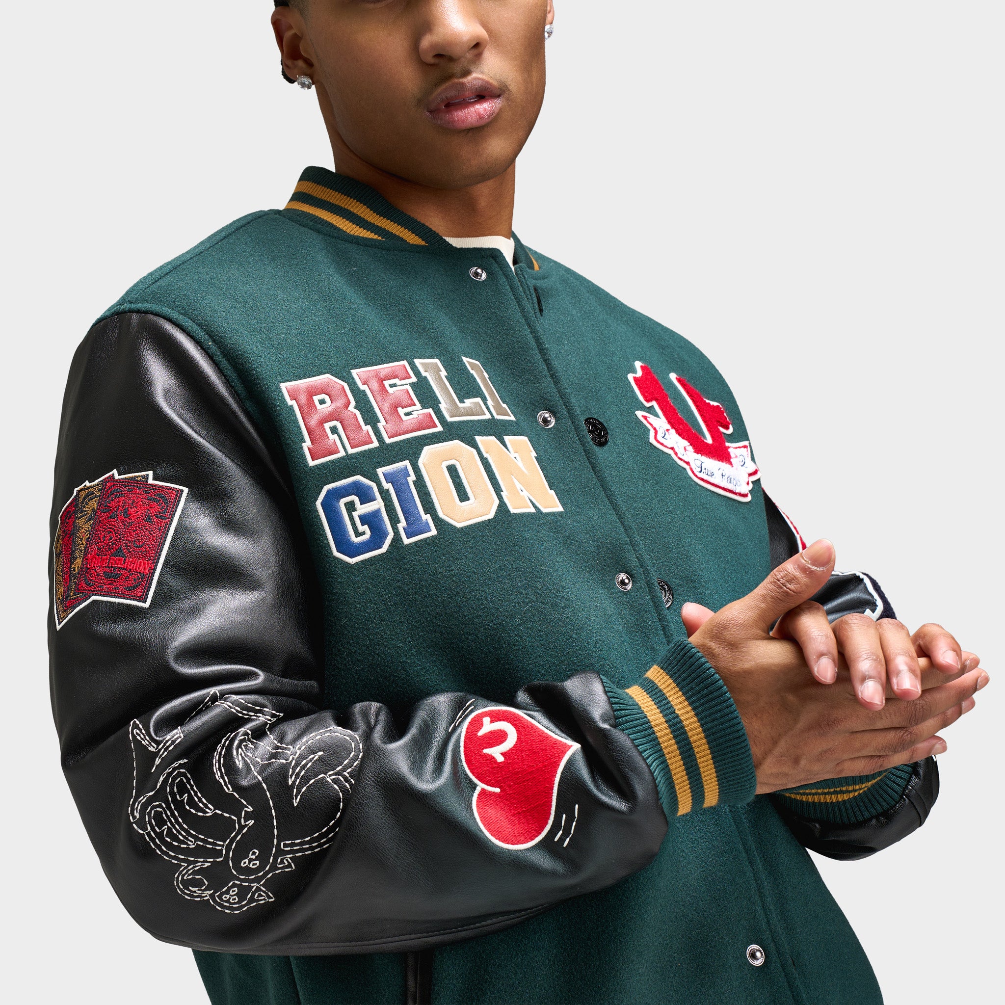 True Religion Cat Lover Varsity Jacket / Green – JD Sports