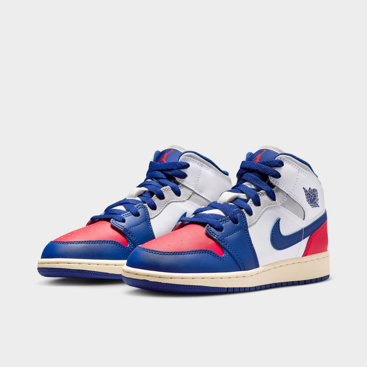 Jordan 1 Mid GS White / Deep Royal Blue - University Red | JD Sports
