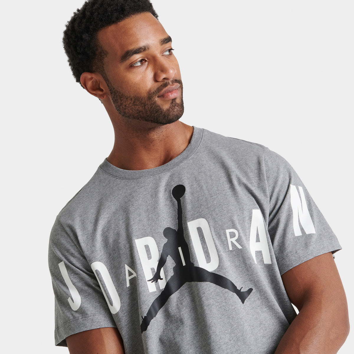 Jordan Air Stretch Crew t-shirt Carbon Heather / Blanc | JD Sports