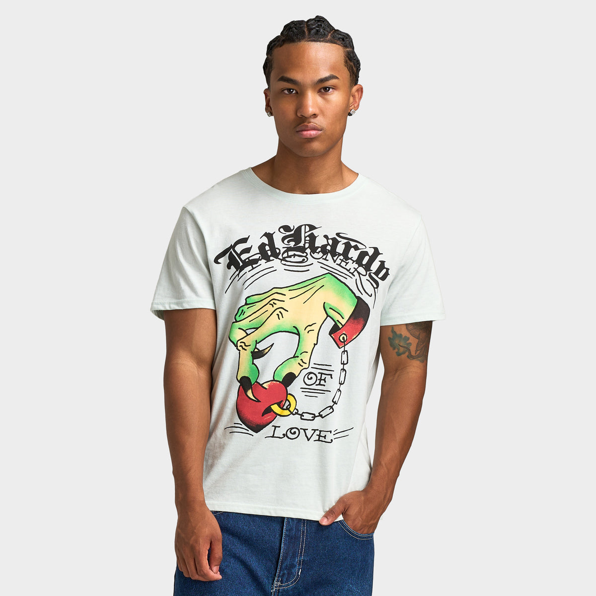 Ed Hardy Heart Hand t-shirt / Bleu Arctique | JD Sports