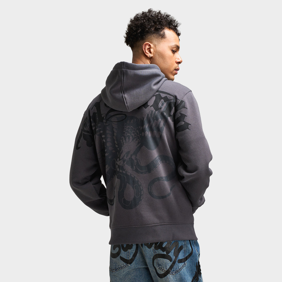 Ed Hardy Dragon Flame Full Zip Hoodie / Charcoal | JD Sports
