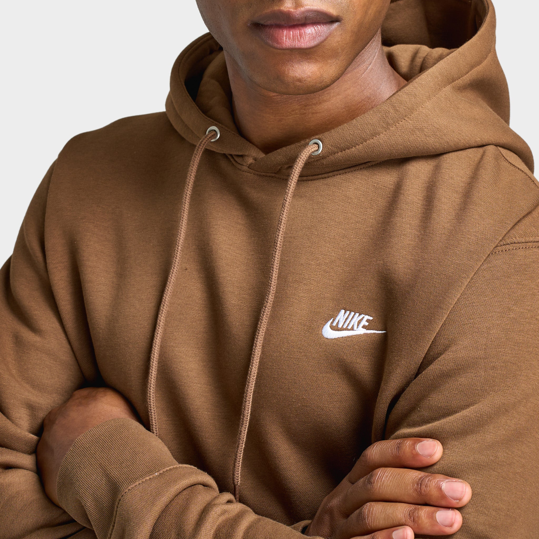 Nike Club Fleece Pullover Hoodie Mosswood Brown / White – JD Sports