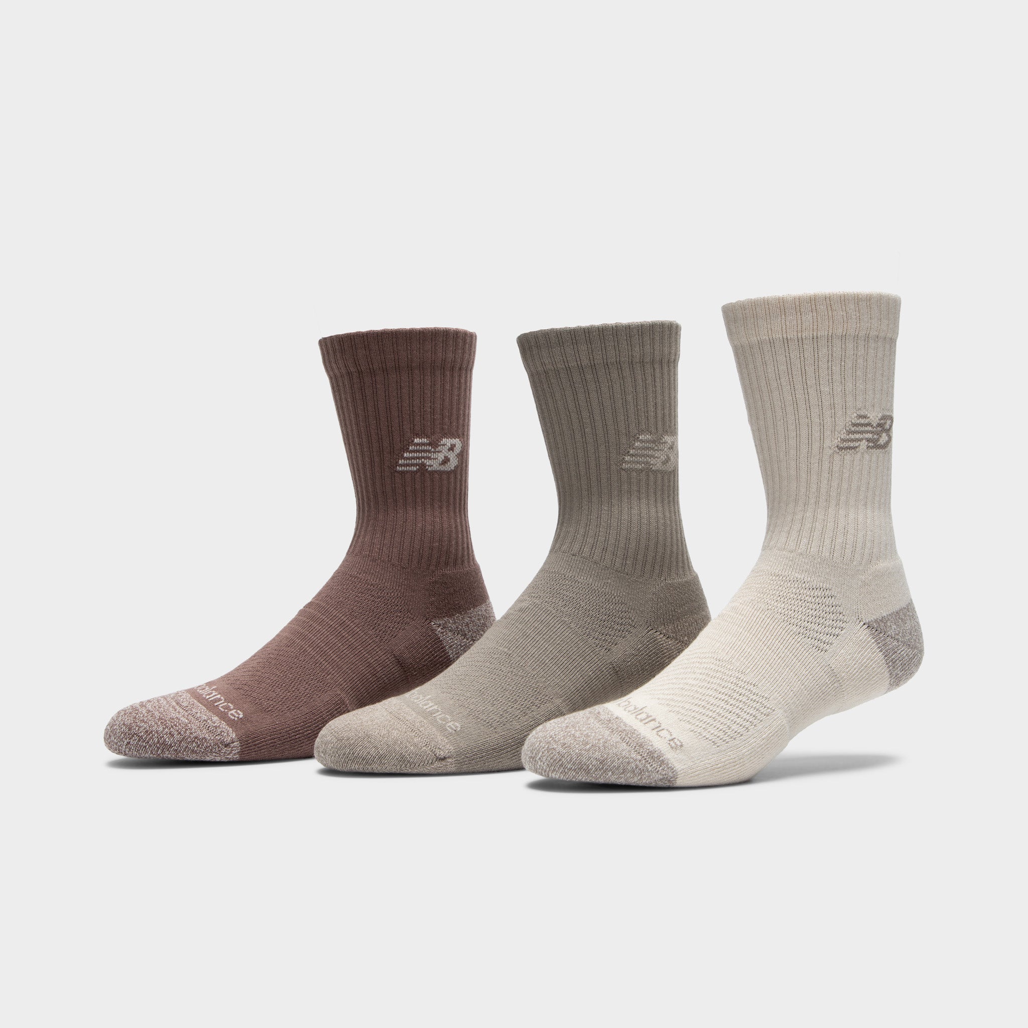 New Balance Active Cushion Crew Socks (3-Pack) Brown / Beige – JD Sports