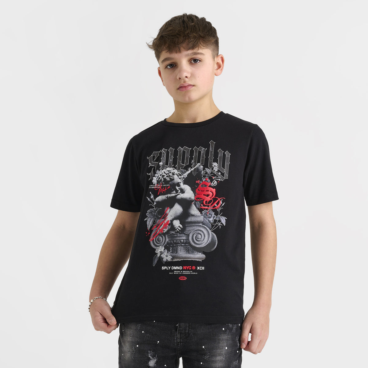 Supply & Demand Junior Boys' Feller Tee Black / Chinese Red | JD Sports