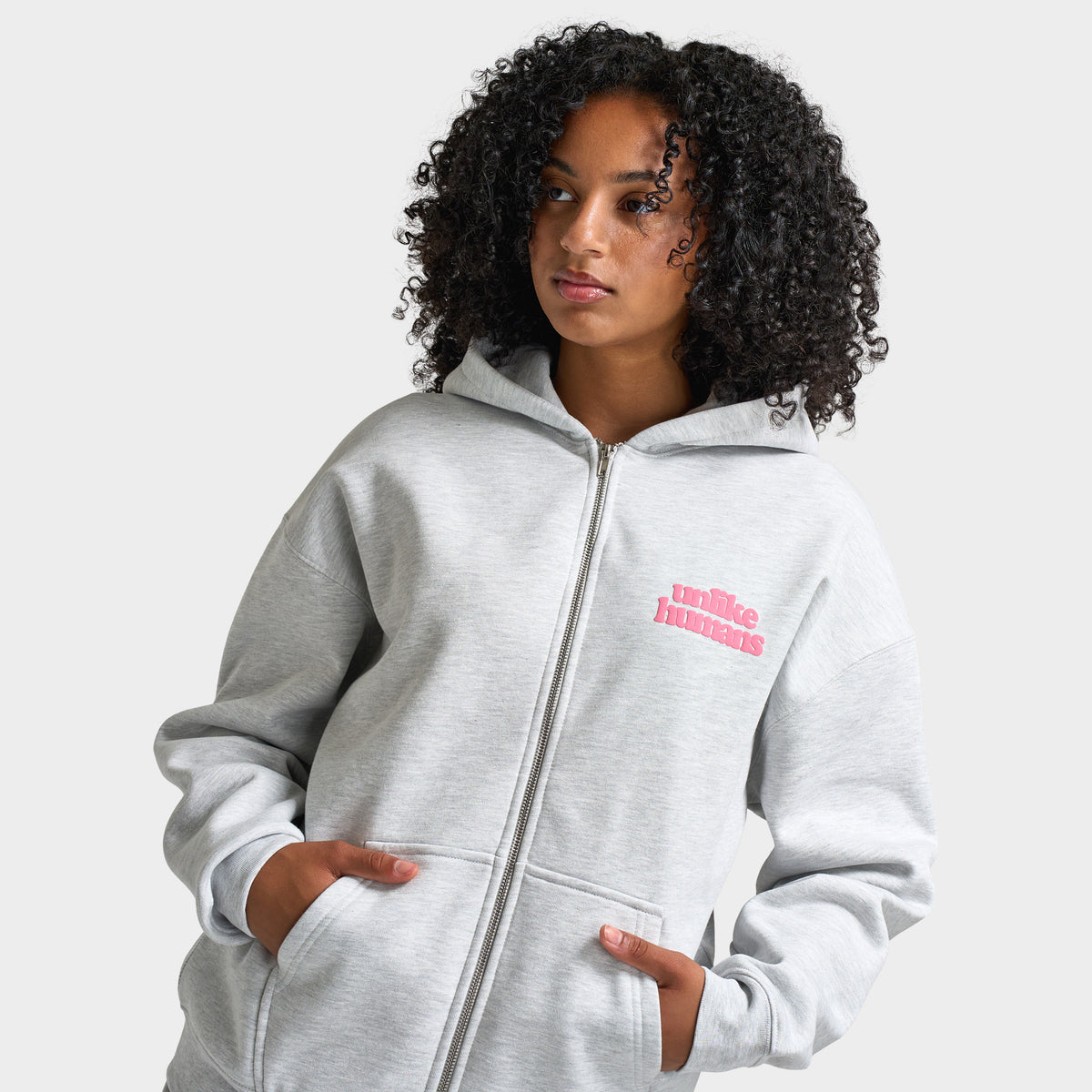 Unlike Humans Women's Bubble Full Zip Hoodie / Light Grey Marl | JD Sports